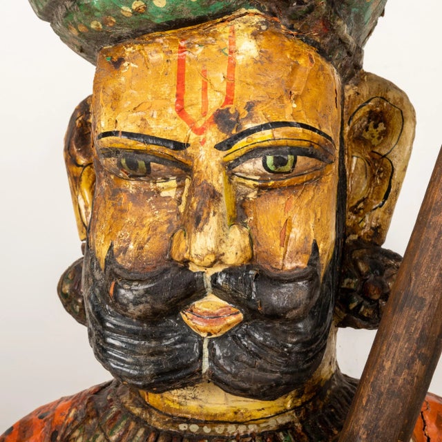 Antique Large Solid Wood Rajasthani Royal Guard Gatekeeper Figurines ...