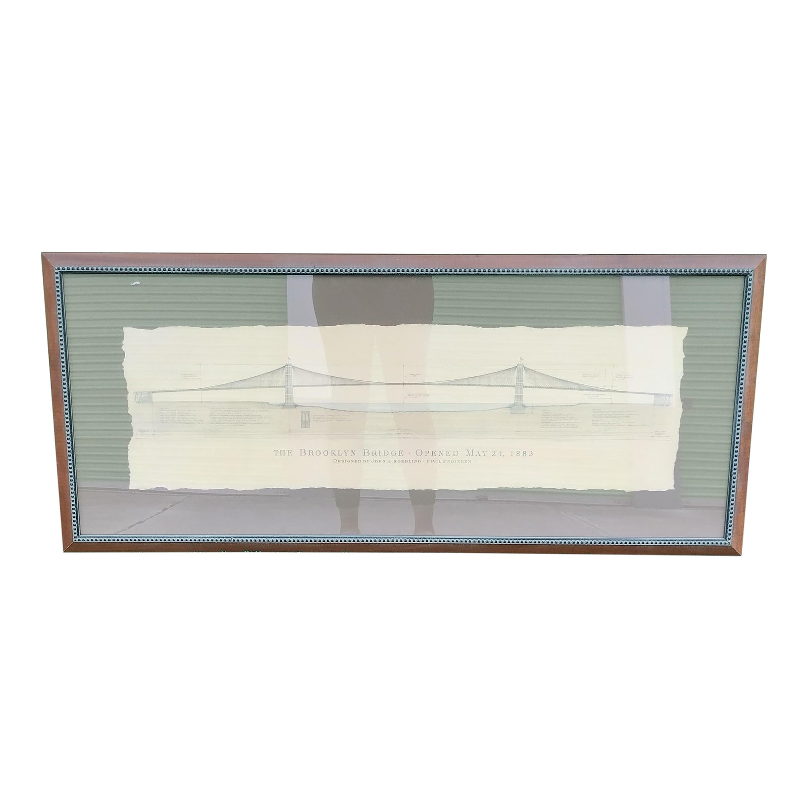 Vintage Framed Brooklyn Bridge Architectural Rendering Wall Art With ...