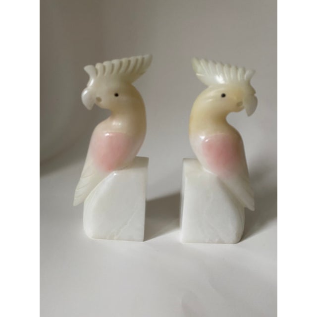 1960s Italian Alabaster Cockatoo Bookends - a Pair | Chairish