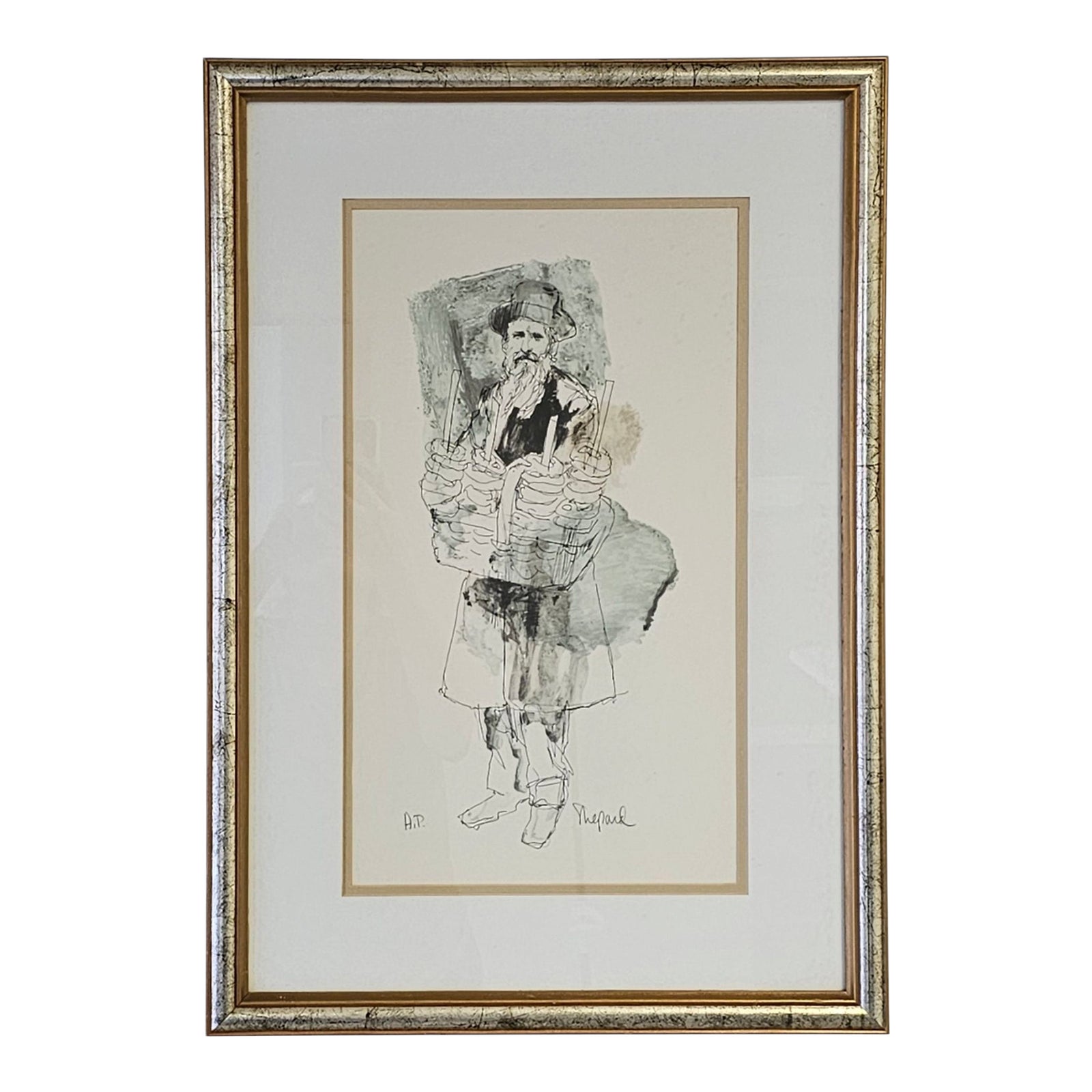 Framed Artist Proof Lithograph by Richard Shepard – Signed “Pretzel Man ...