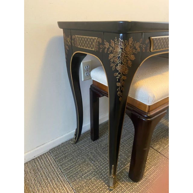 20th Century Chinoiserie Drexel Et Cetera Heritage Ebonized & Burl Wood ...