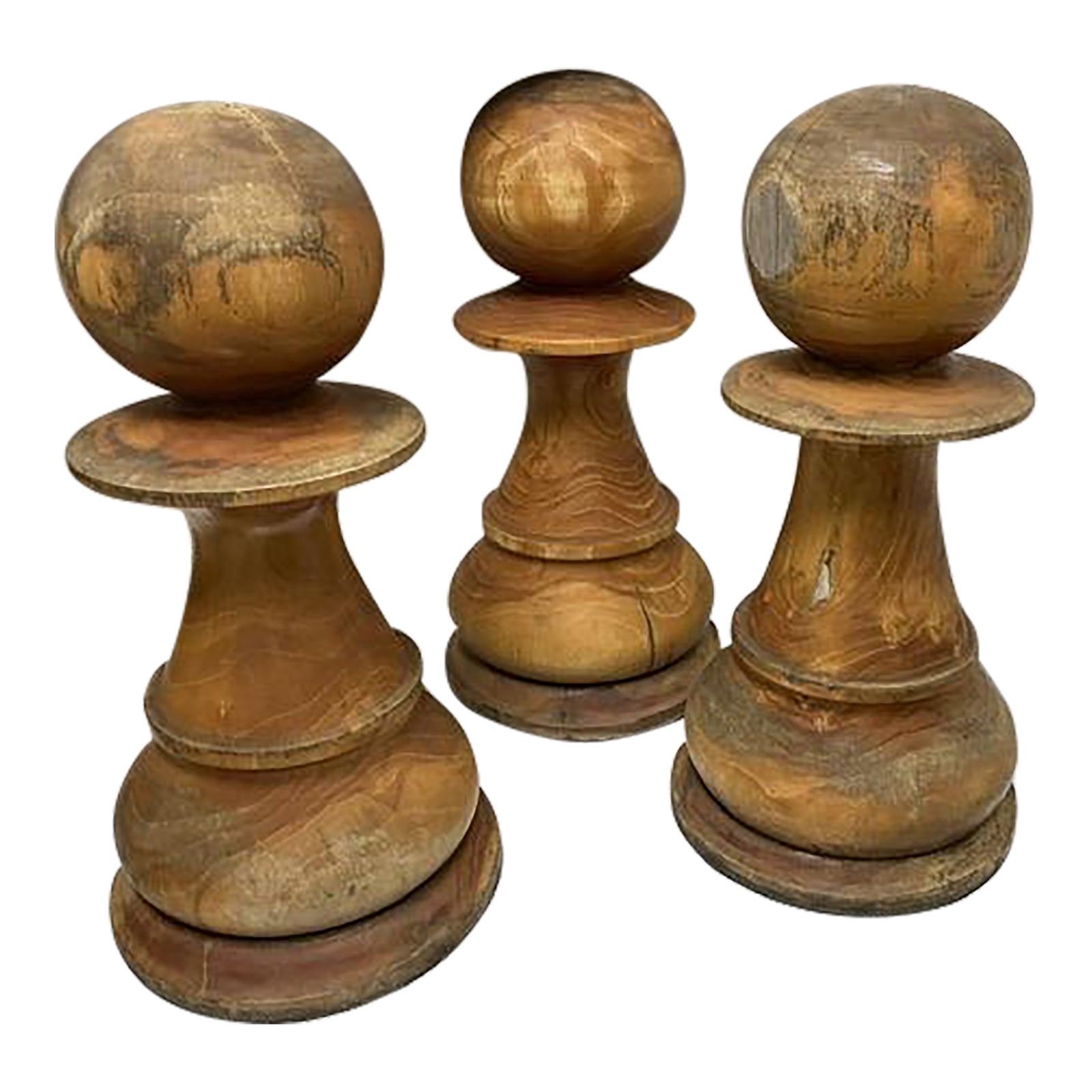 1950s Oversized Teak "Pawn" Pieces - Set of 3 | Chairish