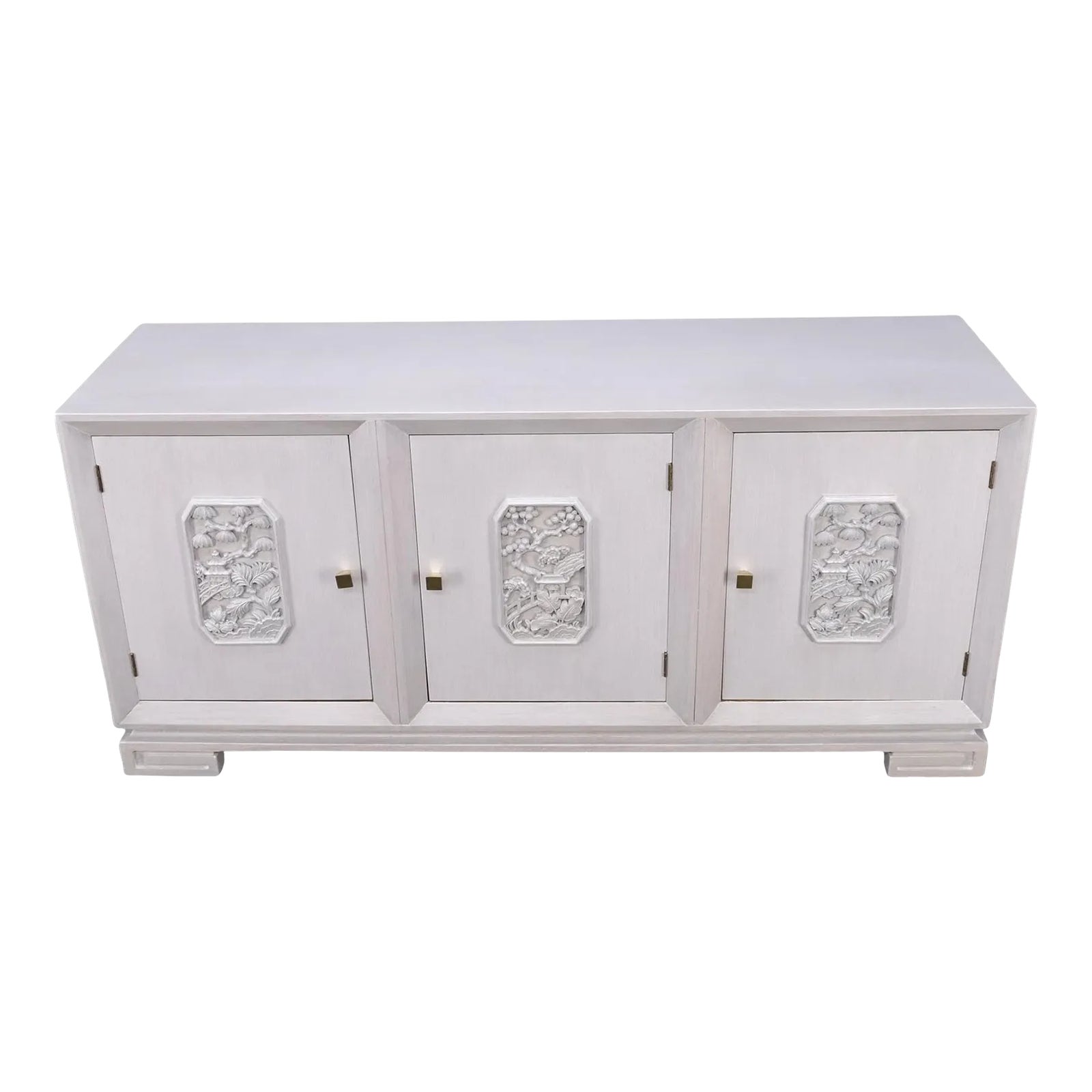 Bleached Walnut 3 Doors Compact Credenza Chest Dresser Console Mont ...