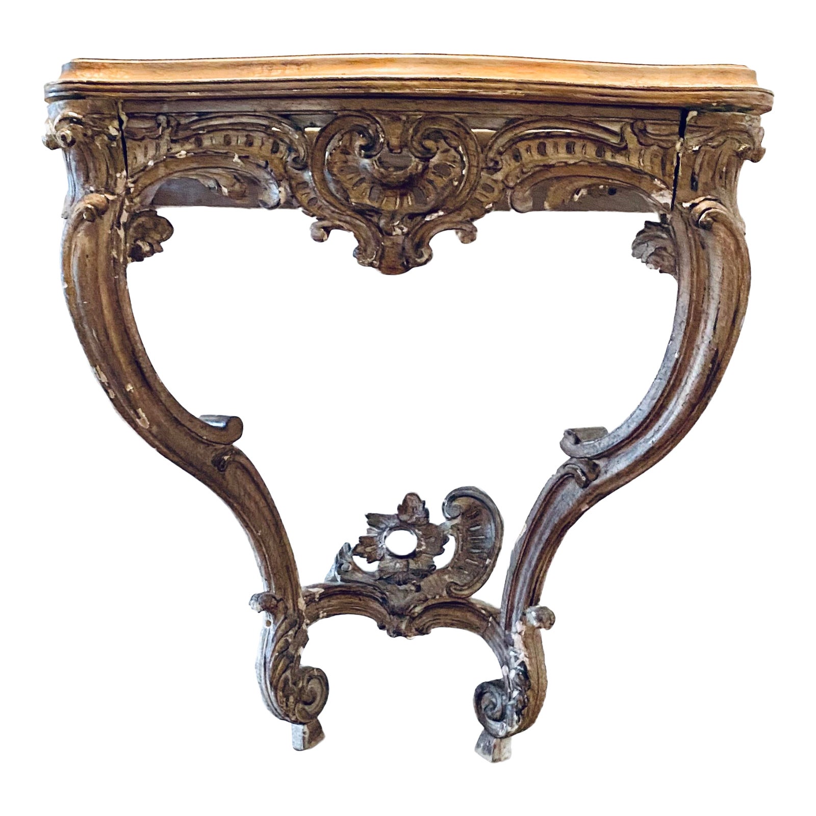 Antique Baroque Hand Carved 19th Century Console Table | Chairish