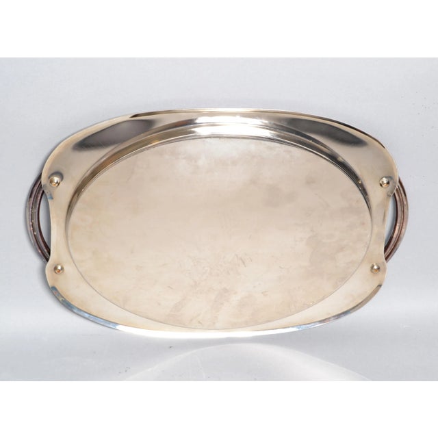 Art Deco Polished Steel & Silver Serveware Platter Barware Serving Tray ...