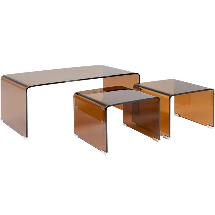 Modern Amber Color Acrylic Coffee Table Set 3 Pieces Chairish