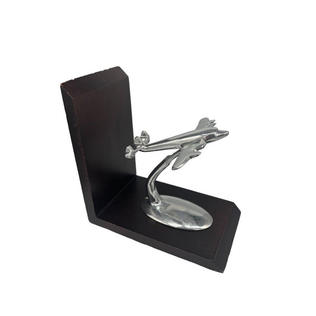 Art Deco Lockheed Constellation Airplane Aluminum Bookends | Chairish