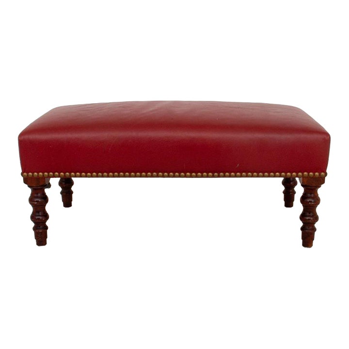 George Smith Style Red Leather Ottoman / Bench | Chairish