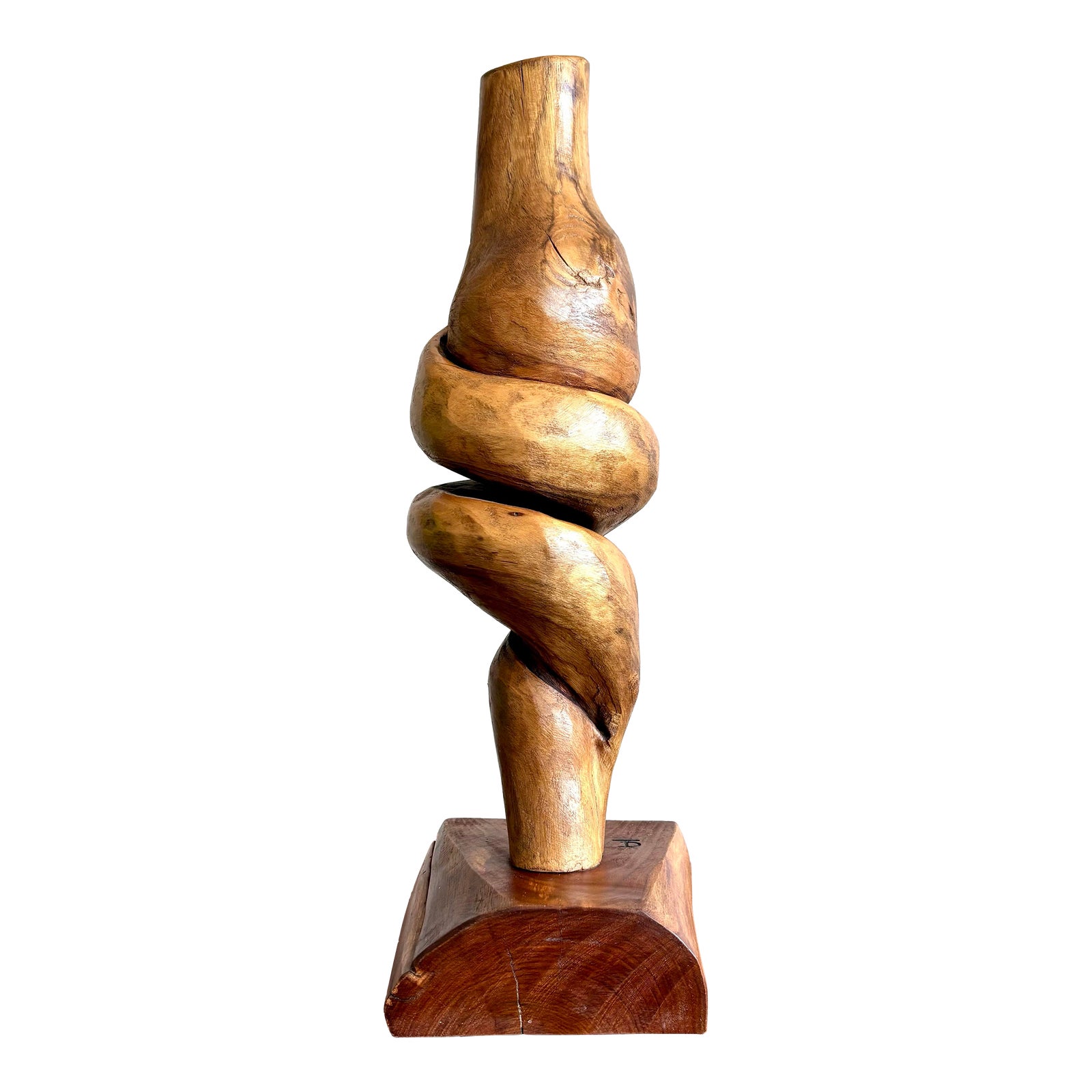 Vintage Boho Carved Wooden Twist Sculpture | Chairish