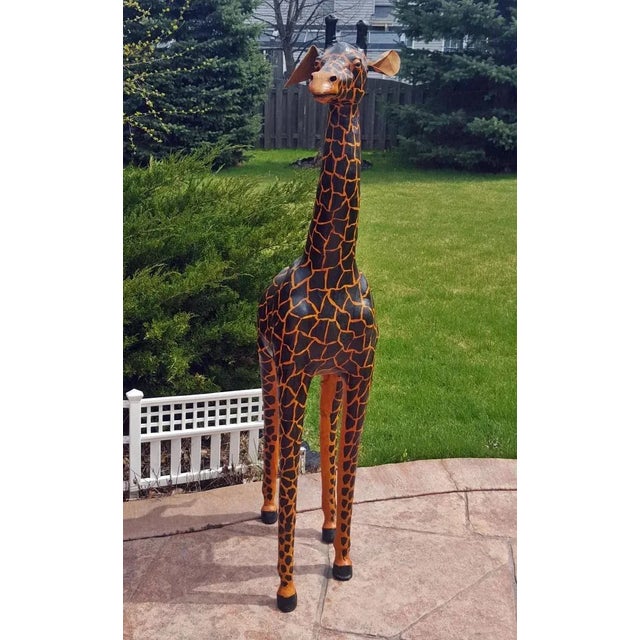 50" Handmade Paper Mache Giraffe Figurine | Chairish