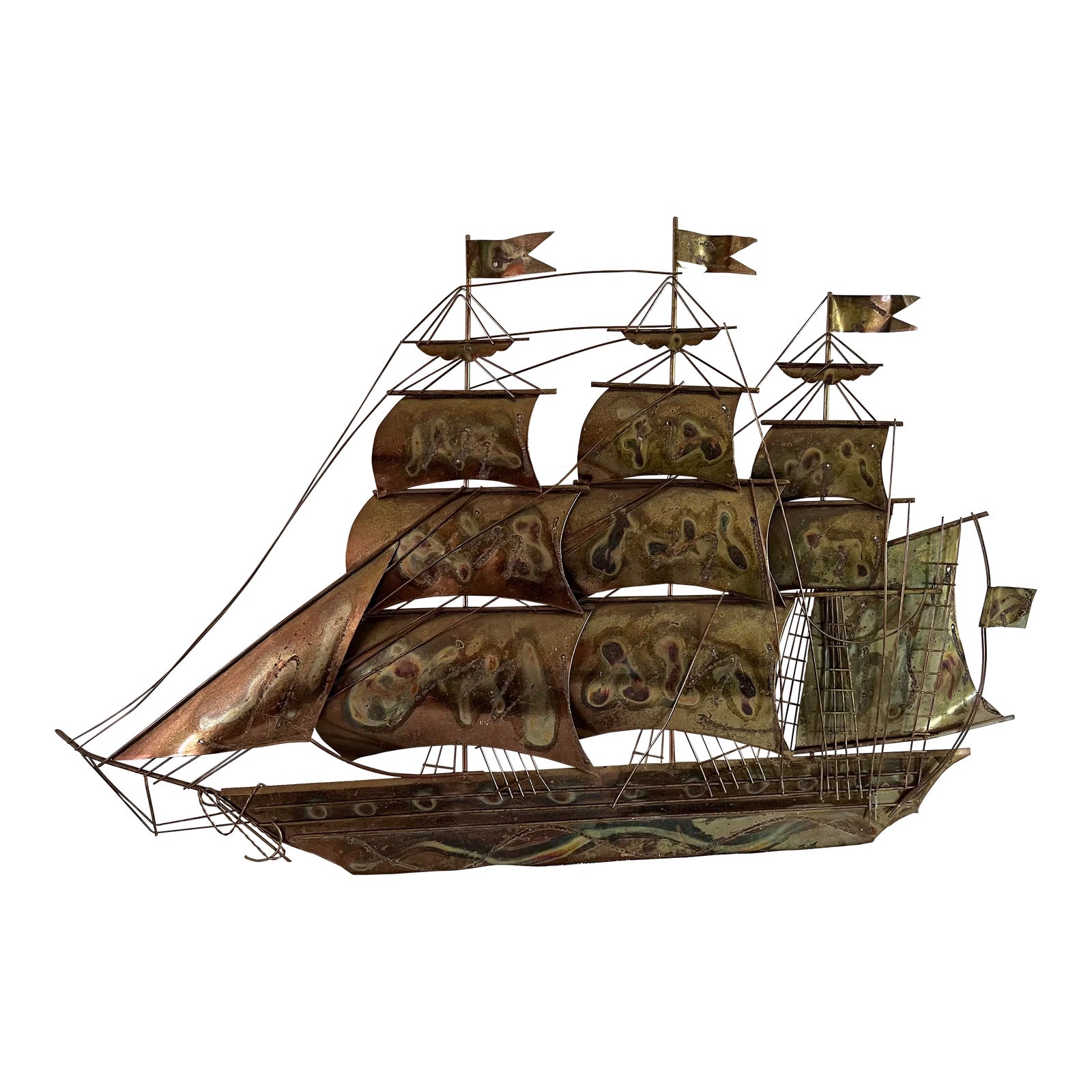 1960s Metal Sailing Ship Jere Style | Chairish