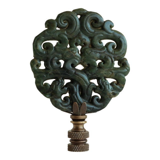 Entwined Dragon Carved Stone Lamp Finial | Chairish