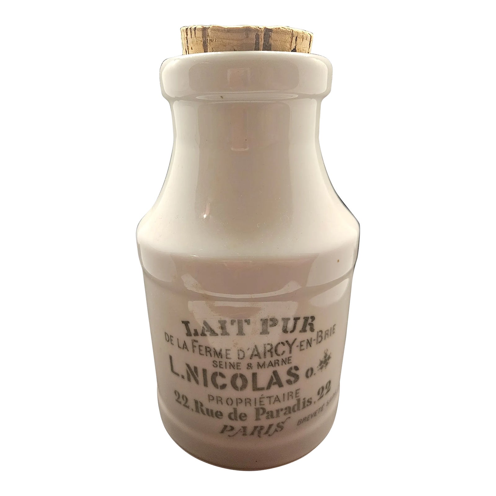 Vintage Lait Pur De La Ferme d'Arcy-en-Brie VTG Porcelain Milk Bottle ...