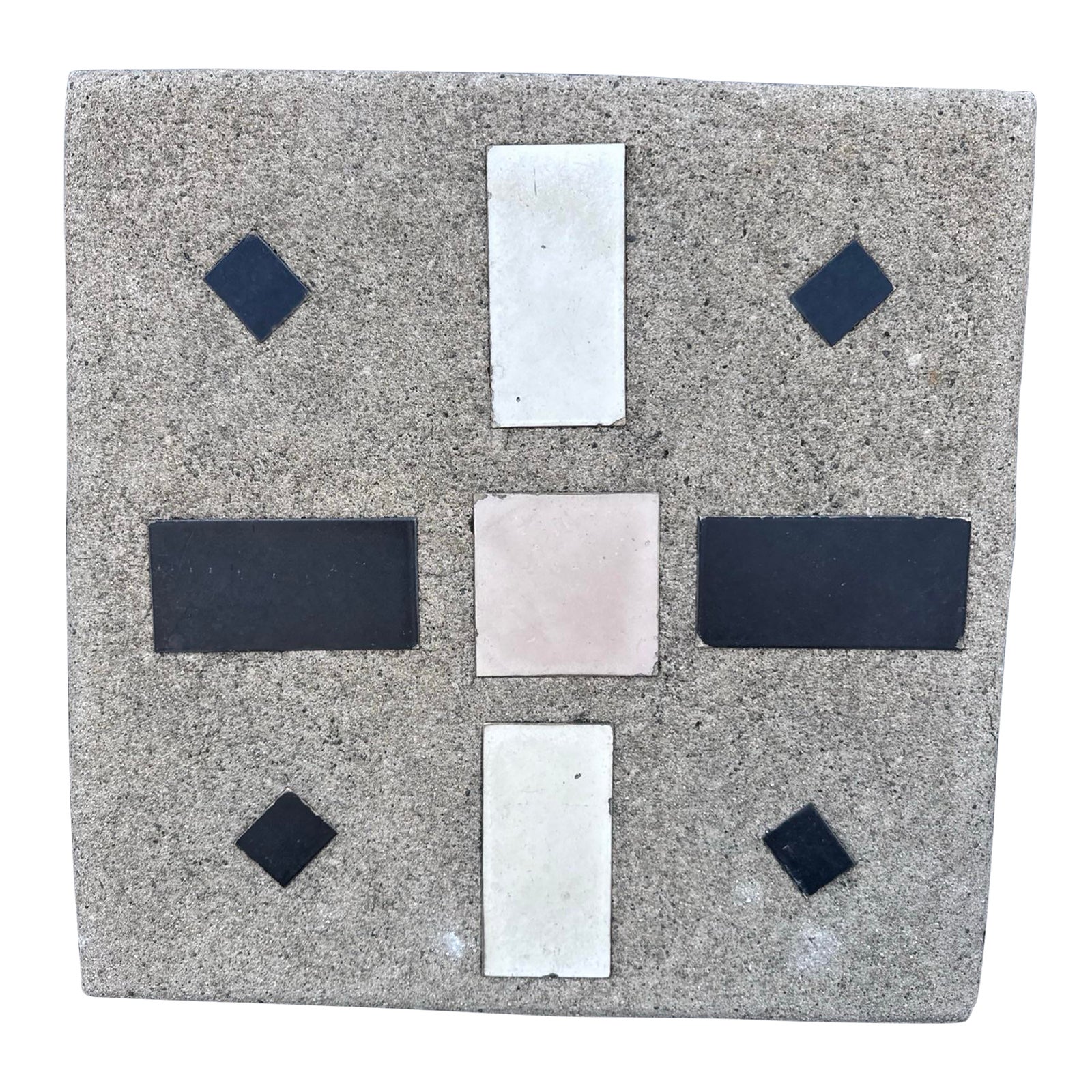 Vintage Hillside-Style Concrete Paver With Inlaid Tile – “Blush Center ...