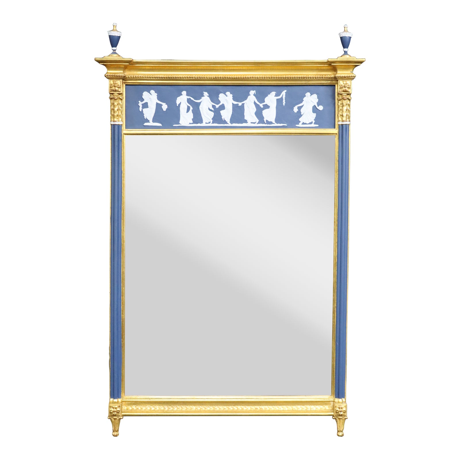 Carvers' Guild Wedgewood Pillar Mirror | Chairish
