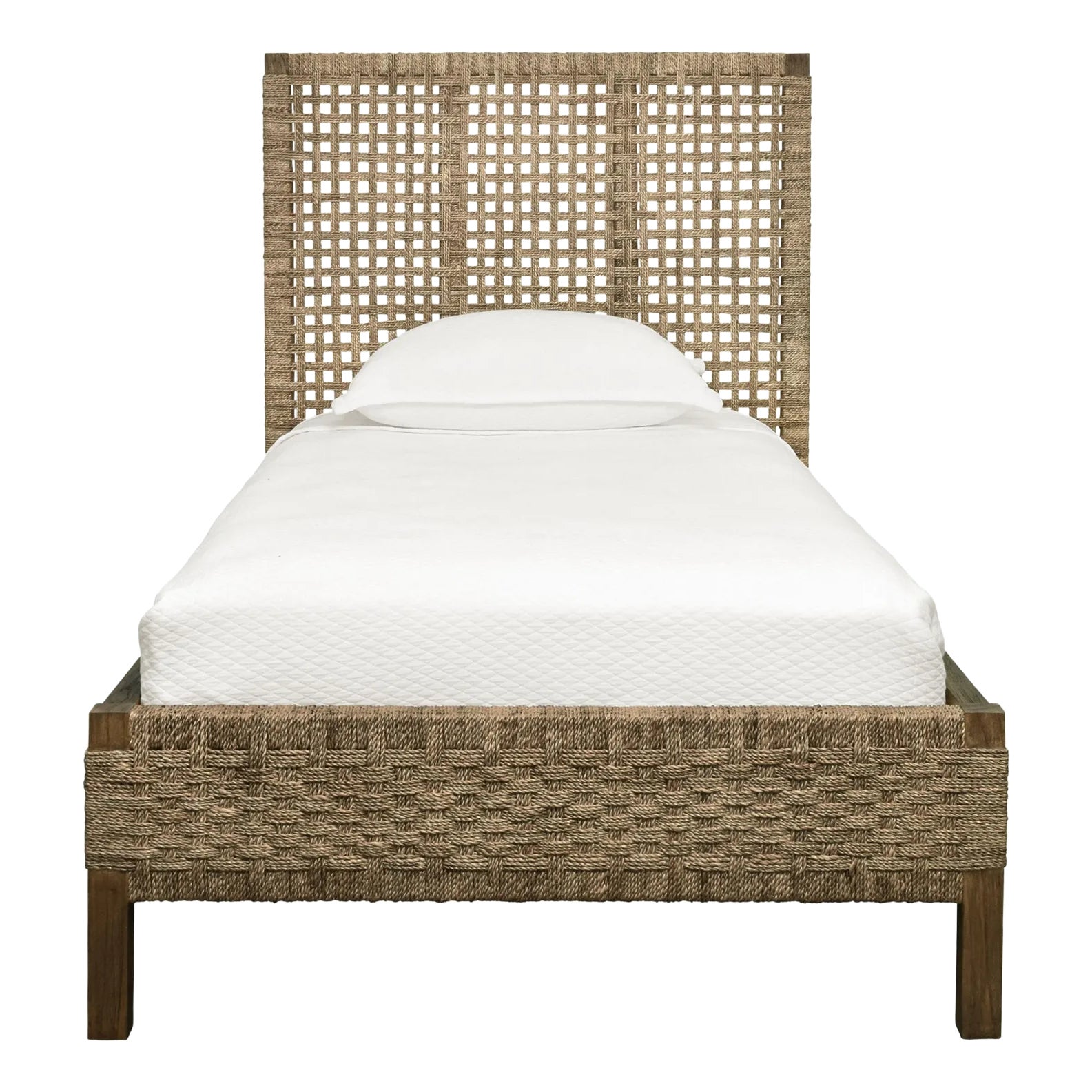 Matthew Izzo Home Karina Seagrass Winged Headboard and Footboard With ...