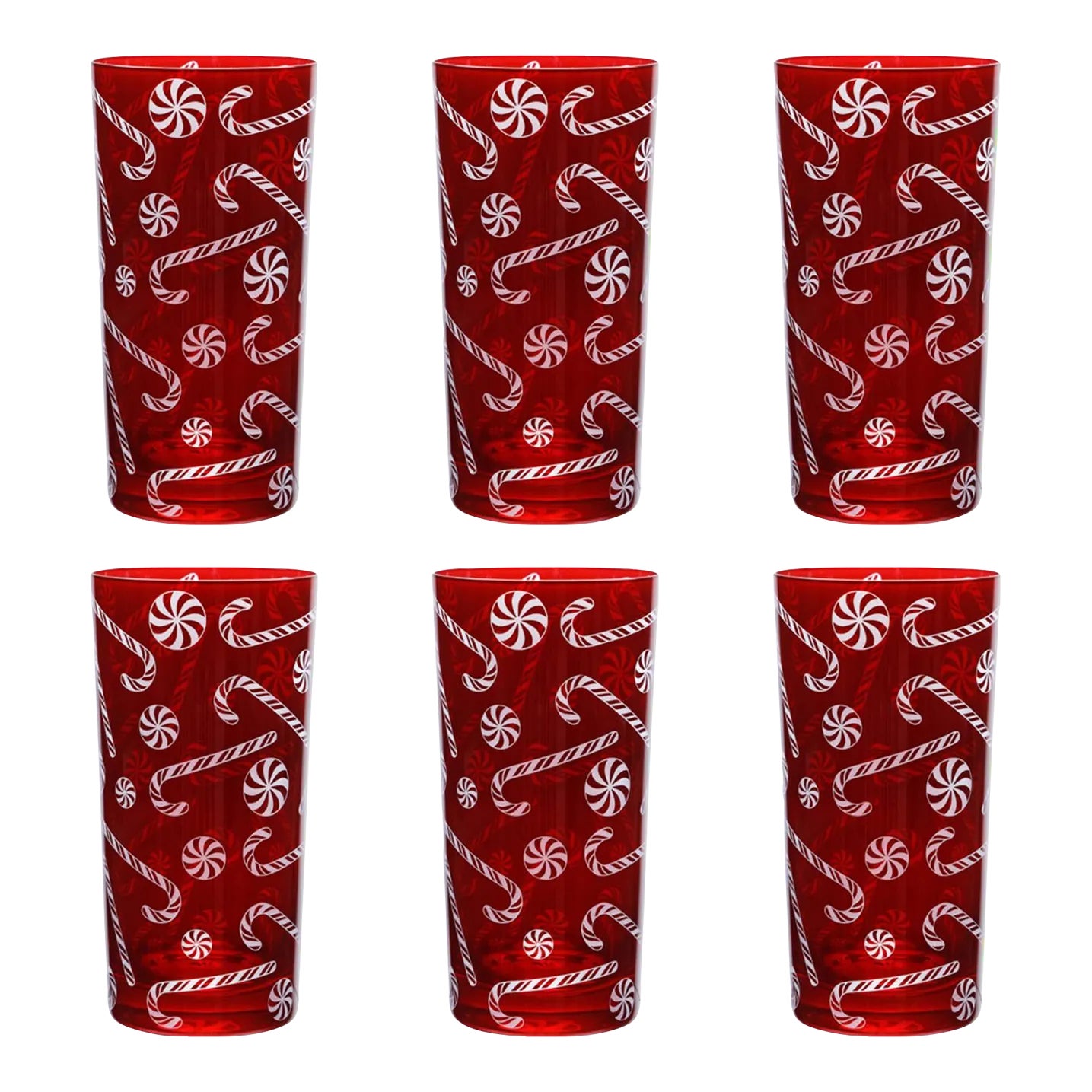 ARTEL Holiday Collection Candy Cane Highball, Red - Set of 6 | Chairish