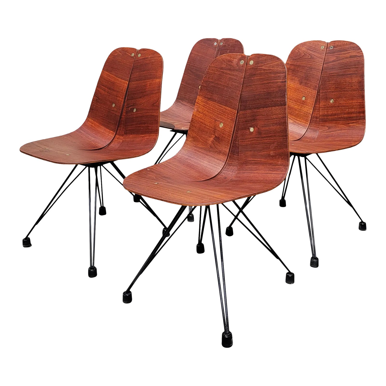 1940s Mid-Century Modern Steelcraft Industrial Plywood Dining Chairs ...