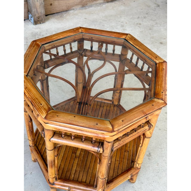 Mid-20th Century Coastal Brighton Pavillion Style Bamboo Side Table ...