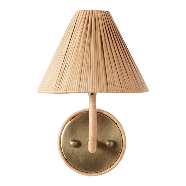 French Inspired Delphine Rattan Sconce | Chairish