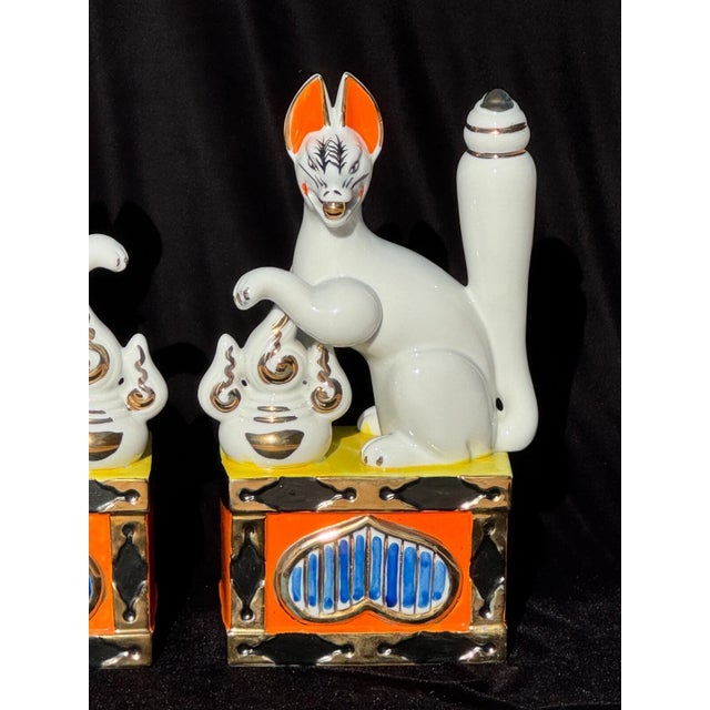 1. Large Mid-Century Japanese Porcelain Inari Fox Statues, Pair | Chairish