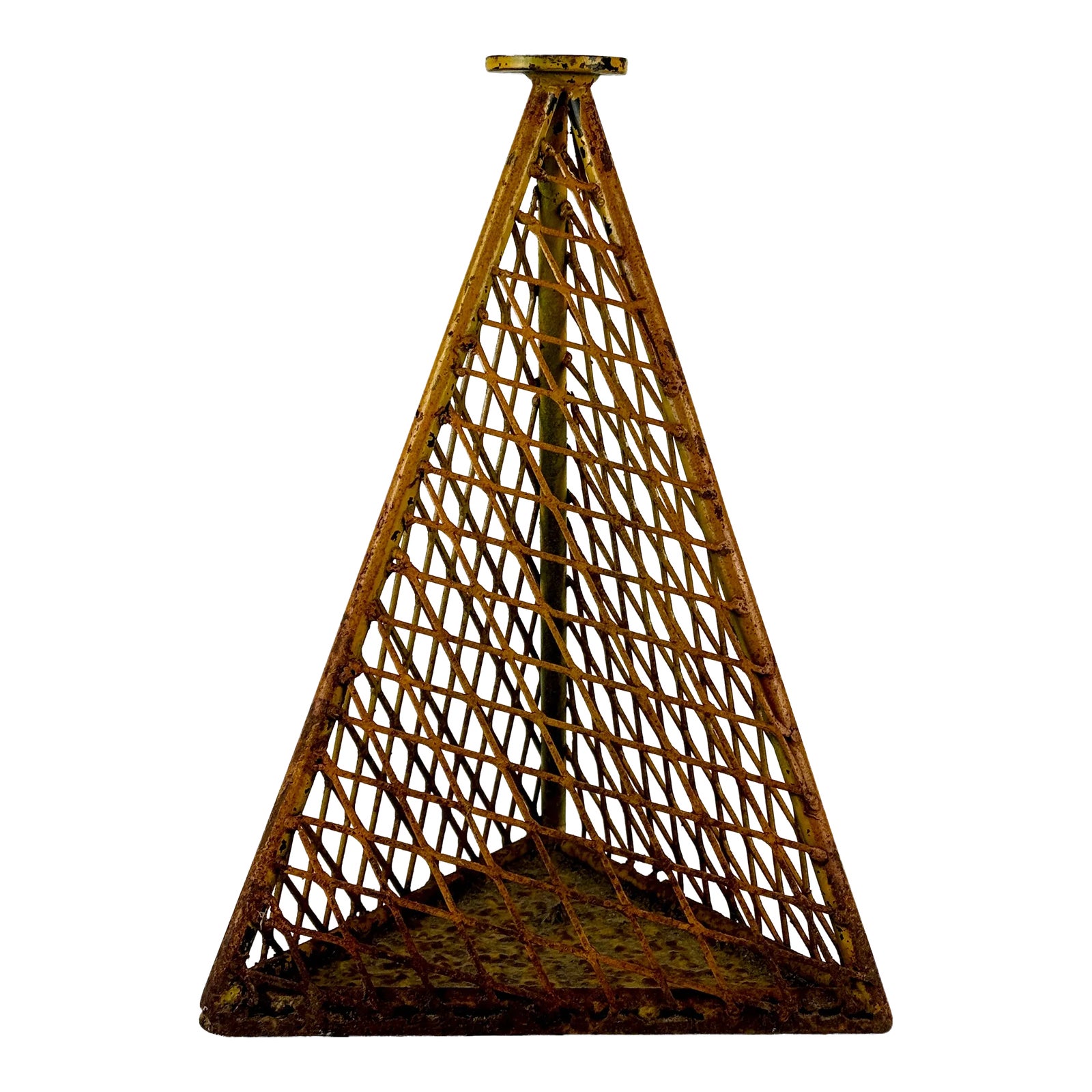 1970s Architectural Salvage Pyramid Metal Sculpture Cage in Rusty ...