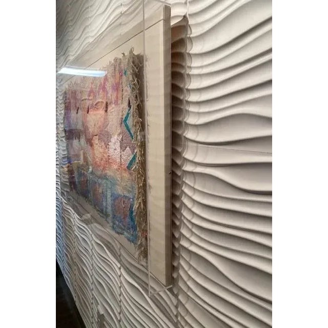 1980s Dakota Buffalo Tribal Themed Fiberworks Collage Incased in Plexi ...