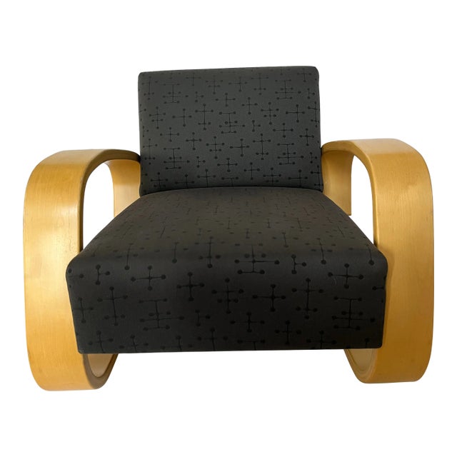 1960s Alvar Aalto Model 400 "Tank" Chair, Artek Sweden Maharam Dot Pattern Upholstery Designed ...