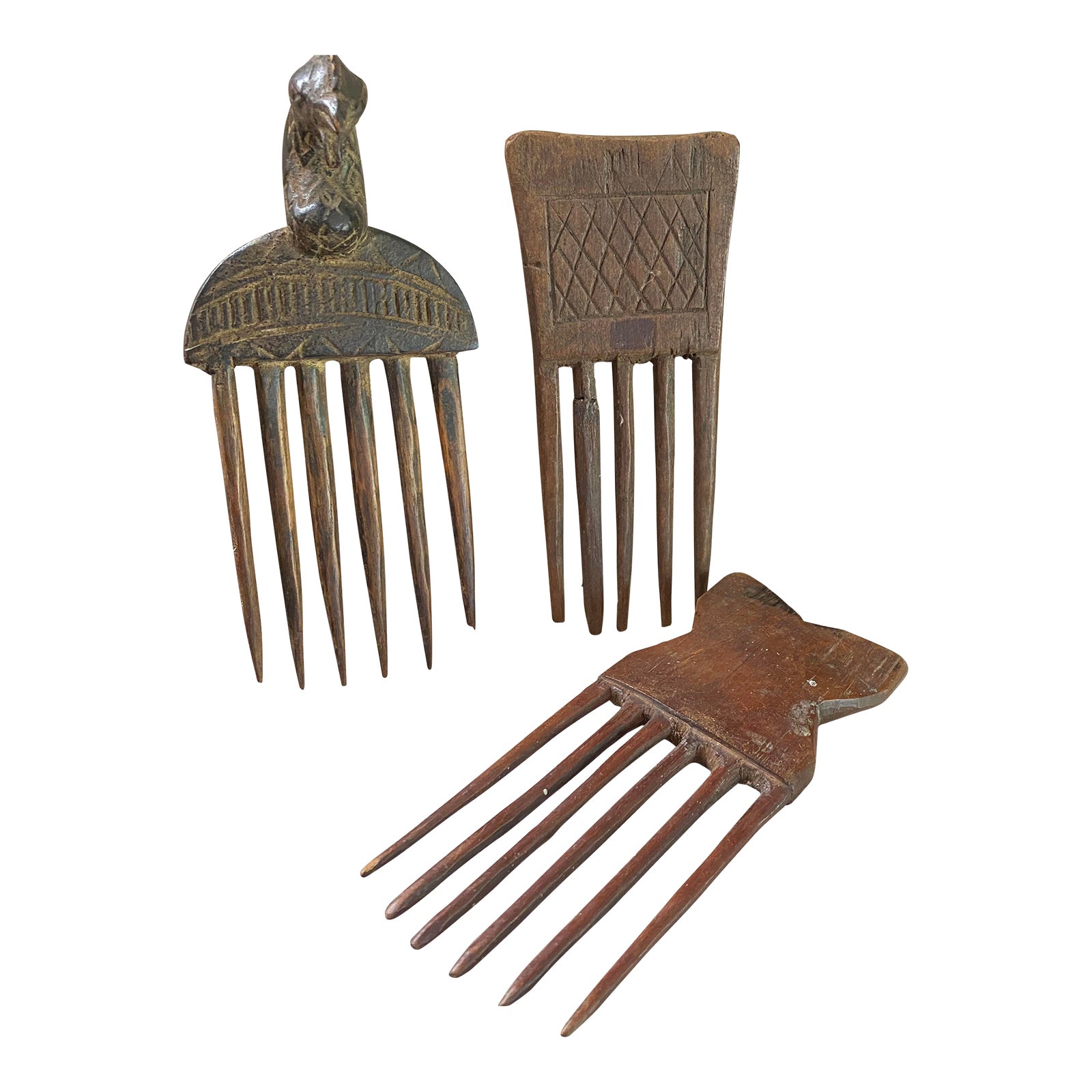 Vintage African Wood Combs - Set of 3 | Chairish