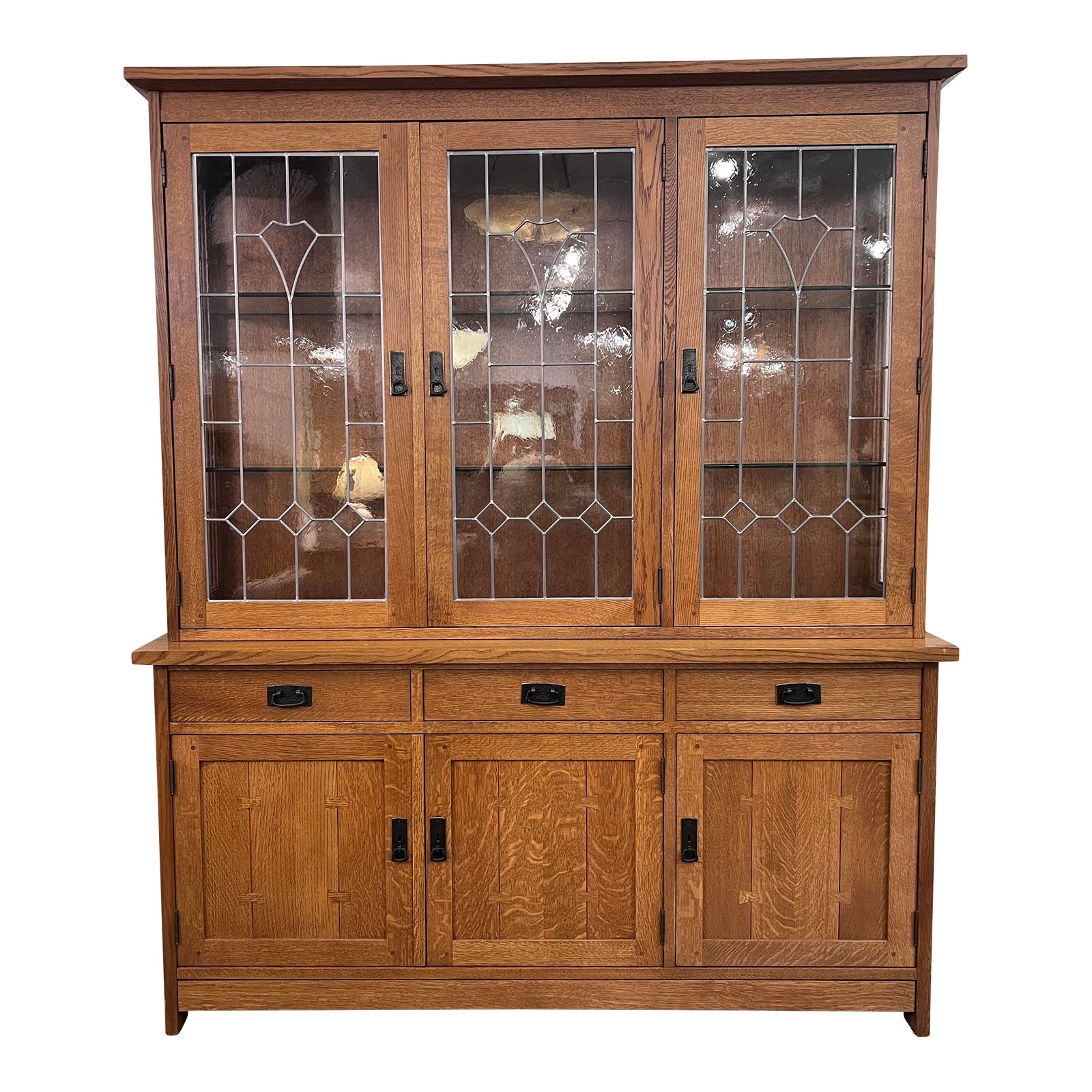 Stickley Furniture Mission Collection Two Piece China Hutch | Chairish