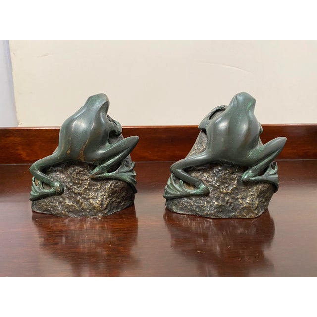 Pair of Late 20th Century Bronze Frog Bookends | Chairish