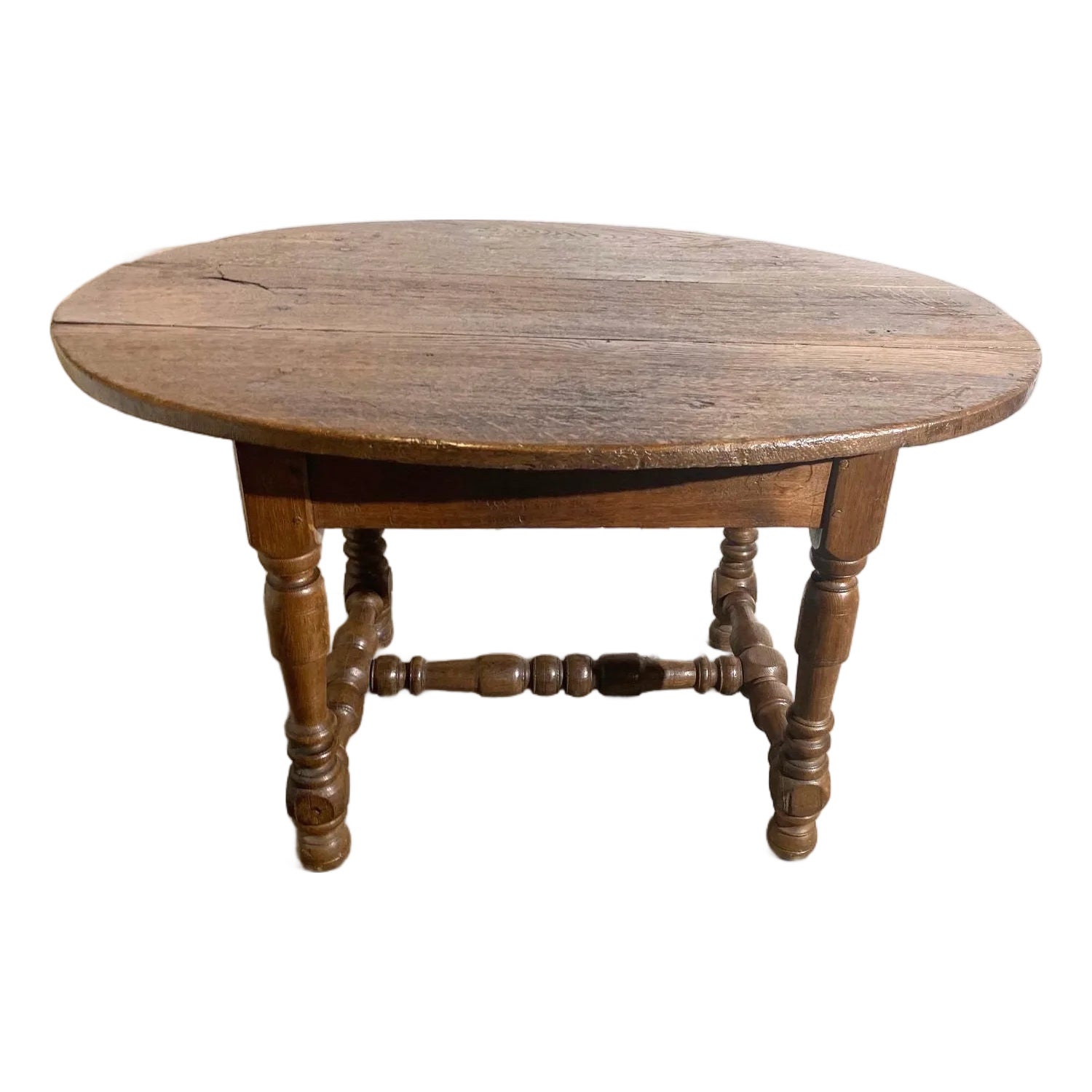 1820 English Oak Oval Shape Accent Table | Chairish