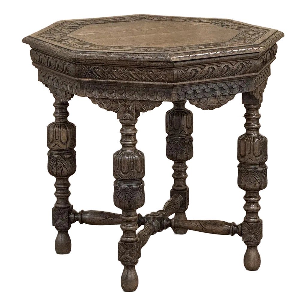 Antique French Renaissance Octagonal Carved End Table | Chairish