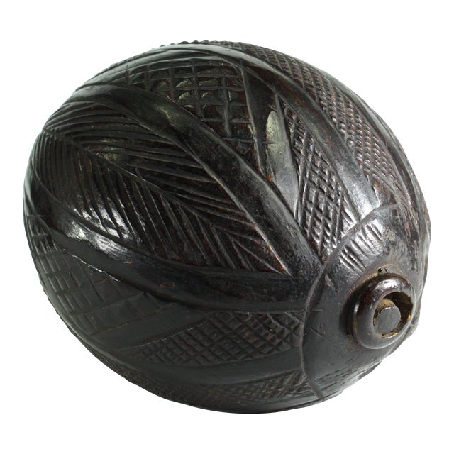 Early 1800's Carved Coconut Shell Vessel Sailor's Art | Chairish