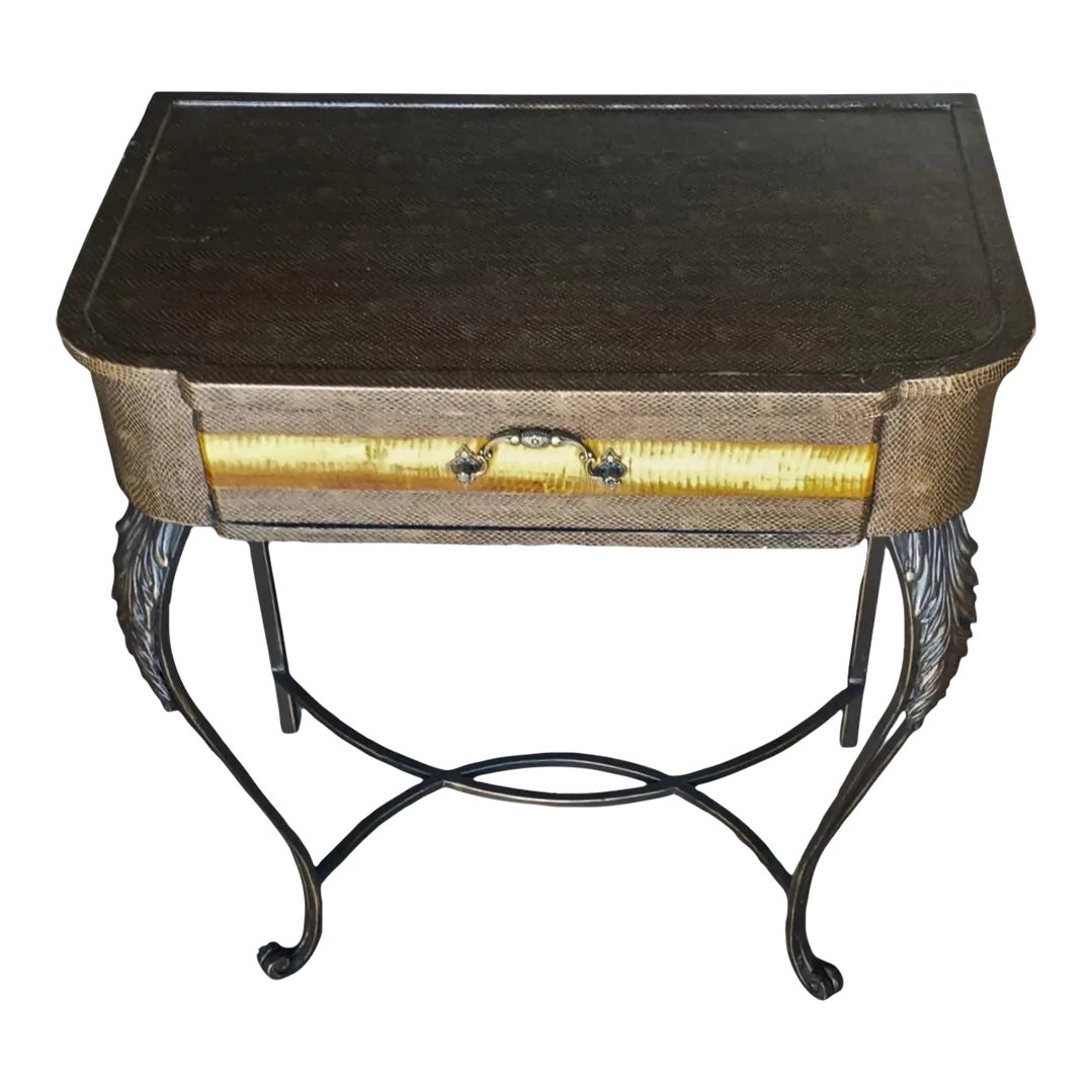 Late 20th Century Reptillian Snakeskin Side Accent Table | Chairish