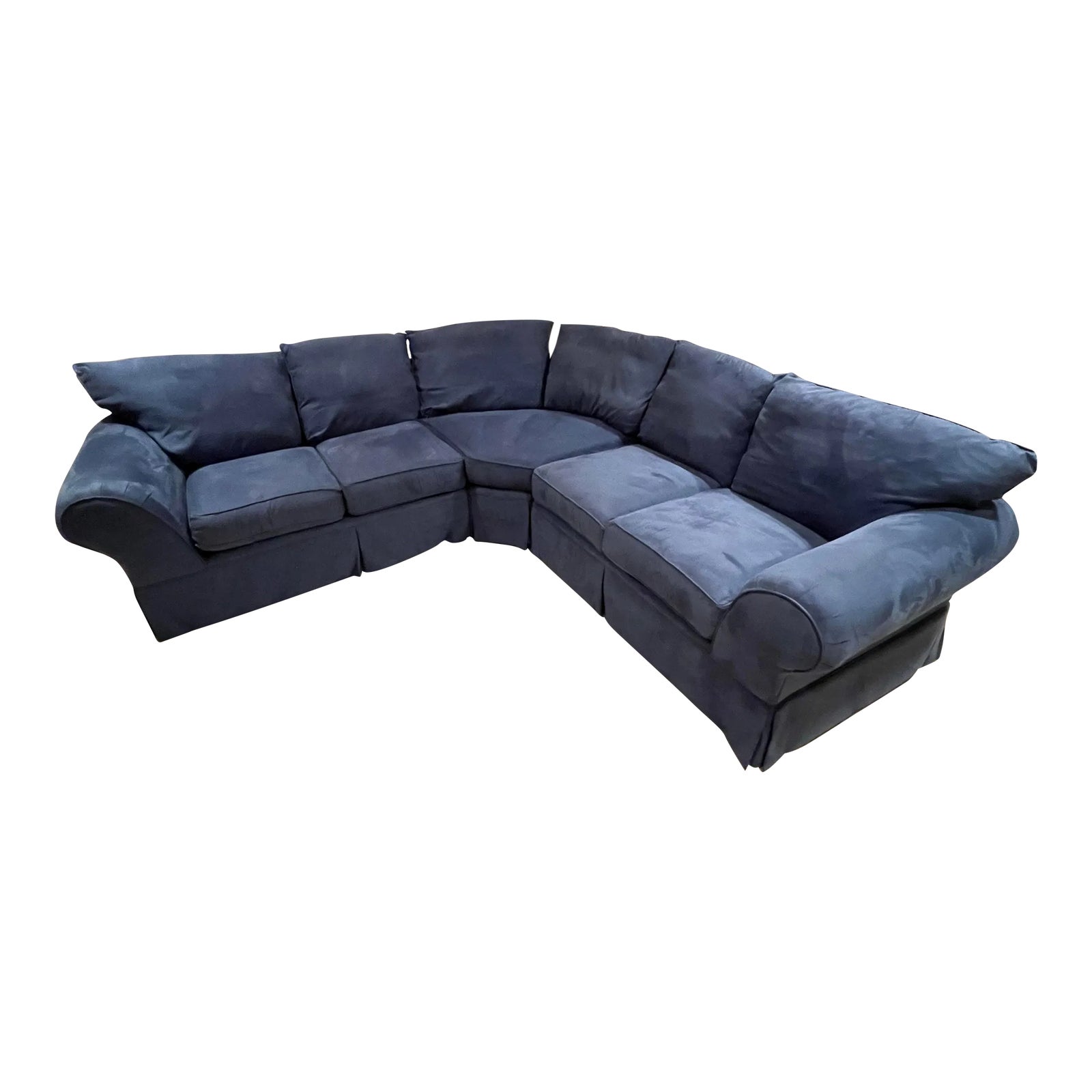 Versatile Blue Curved Sectional Sofa From Hickory Hill | Chairish