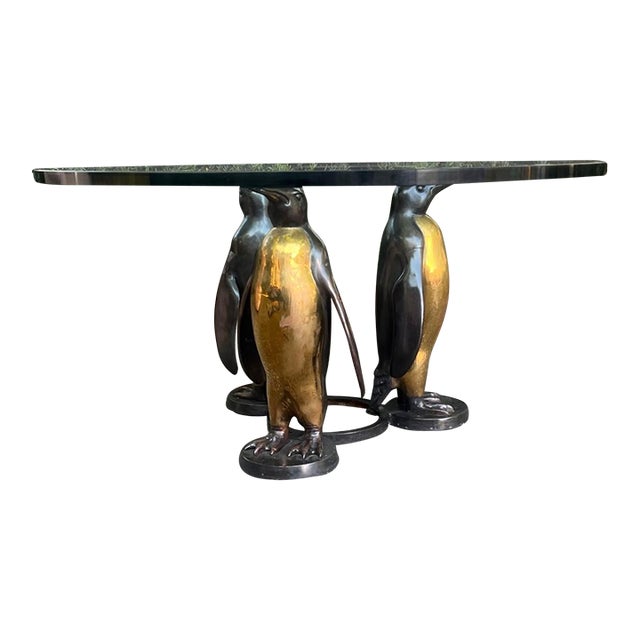 1920s Art Deco Bronze 3 Penguins Sculptural Coffee Table | Chairish