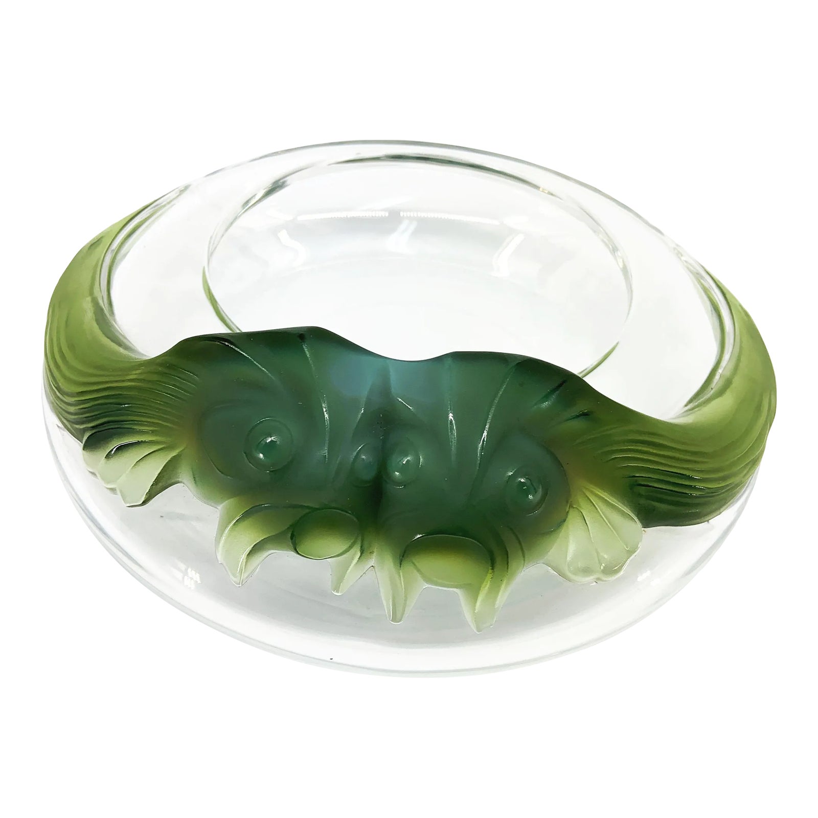 Late 20th Century Lalique Crystal Centerpiece Bowl, Yeso Antinea Koi ...