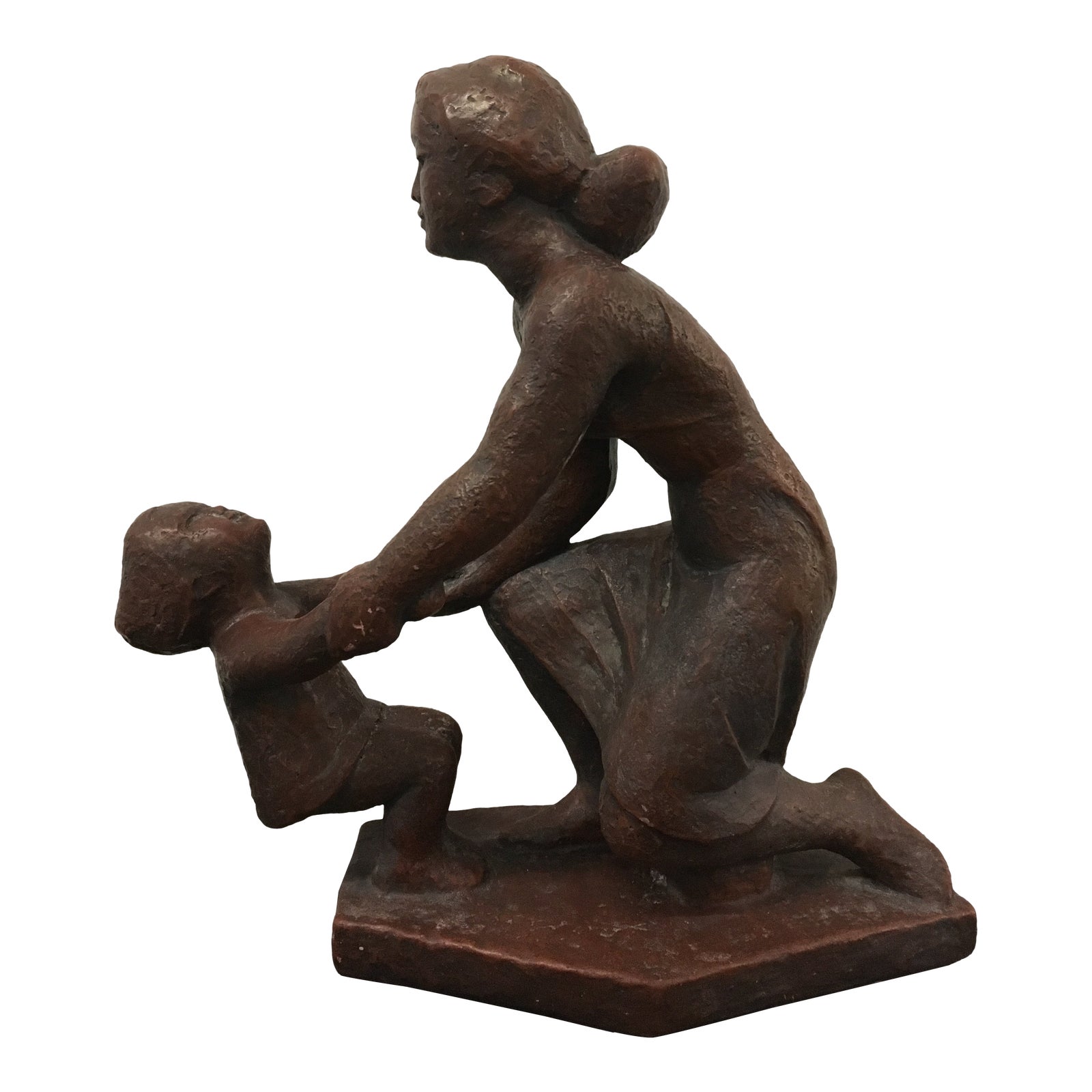 Mid Century Mother and Child Sculpture | Chairish