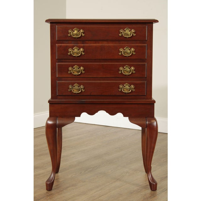 1990s Crescent Solid Cherry Queen Anne Style Silver Chest | Chairish