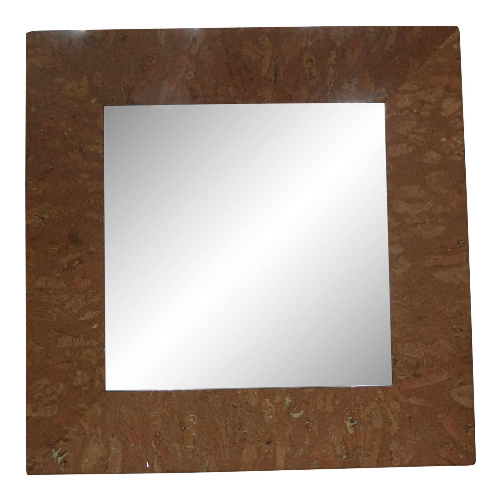 1960s Italian Modern Square Cork Mirror | Chairish