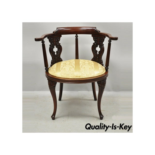 Antique Victorian French Style Mahogany Vanity Accent Side Chair With ...