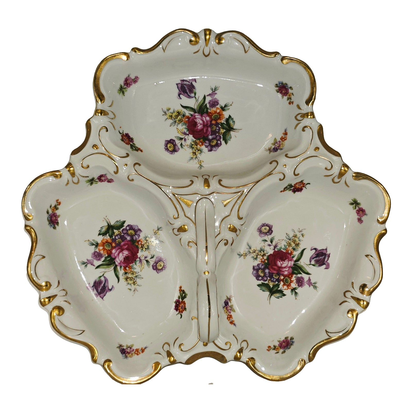 Vintage, Reichenbach, Fine China Three-Part Divided Serving Dish | Chairish