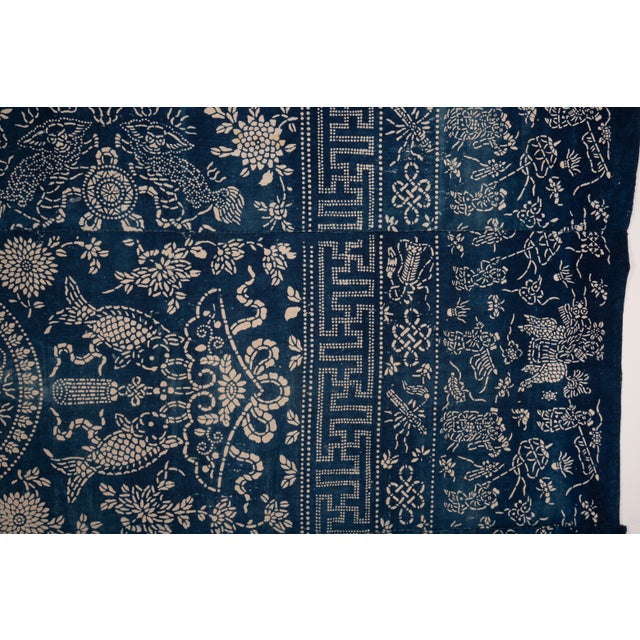 Vintage Chinese Indigo Hand Made Batik Panel | Chairish