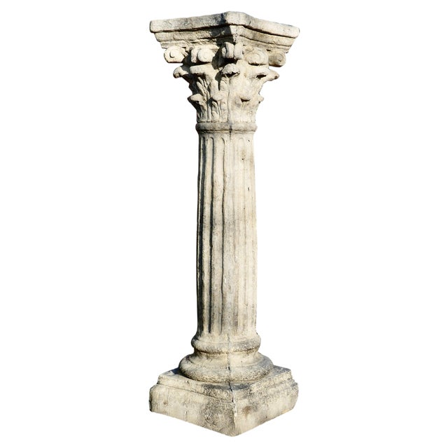 Classical Corinthian Column Pedestal in Weathered Cast Stone, 1960 ...