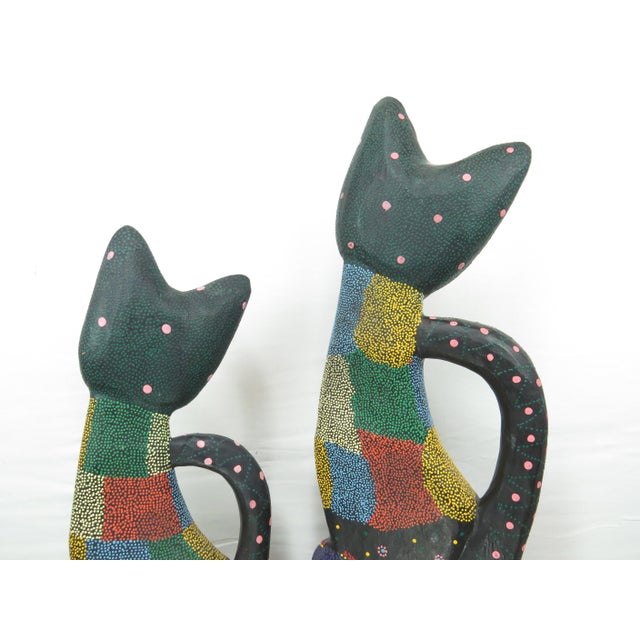 Vintage Large Balinese Hand Carved and Hand Painted Wooden Cat ...