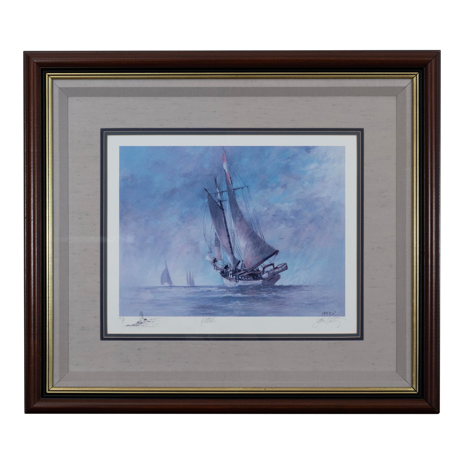 1950s Limited Edition Lithograph: "Ketch" by John Kelly, Artist’s Proof ...