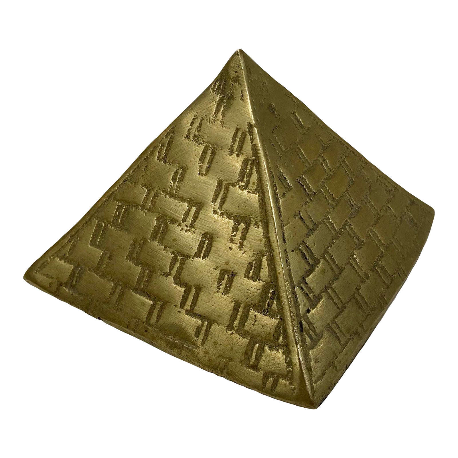 Large Vintage Brass Pyramid Paper Weight | Chairish