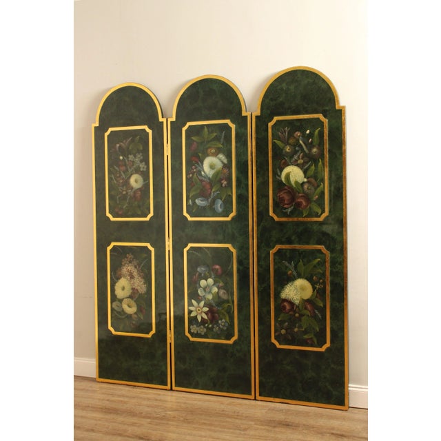 Artmax Vintage Floral Decorated Three Panel Screen | Chairish
