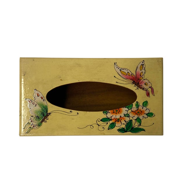 Yellow Butterflies Flowers Rectangular Shape Container Tissue Box ...